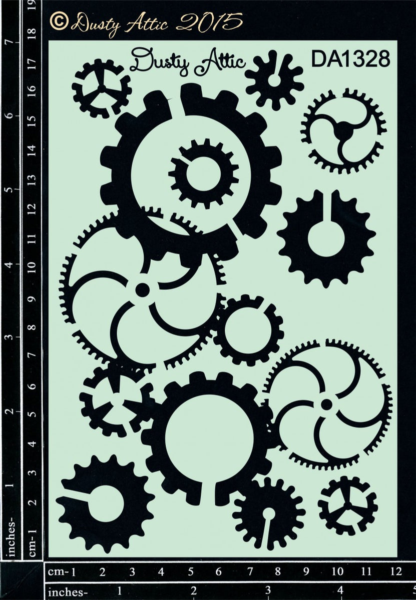 Dusty Attic Cogs Stencil – Scrapbook Art et Passion